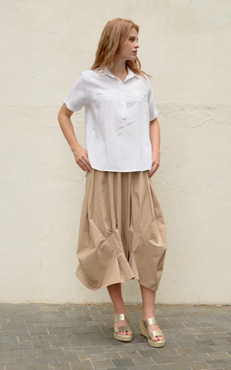 Asymmetry Hem Linen Blend Shirt – What To Wear
